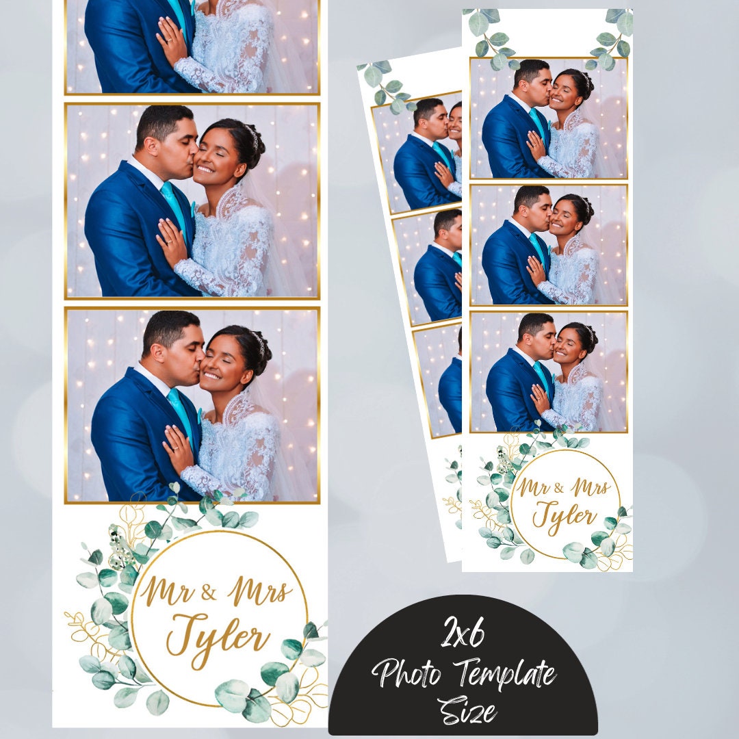 Wedding Photobooth Template 2x6 Strip With Greenery Eucalyptus Wreath ...