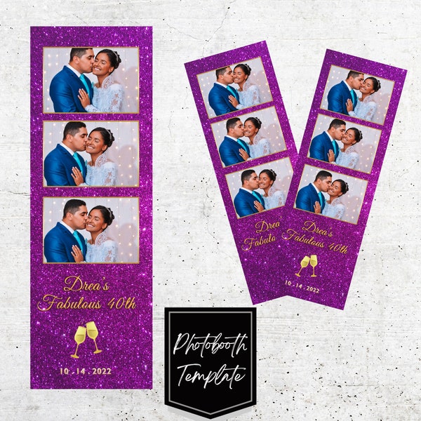 Photobooth Template Purple and Gold - Etsy