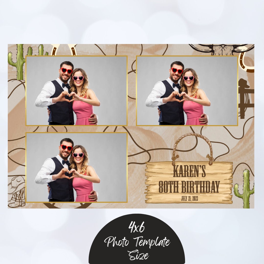 Brown Cowboy Western Country Photo Booth Template, Photo Booth Overlay ...