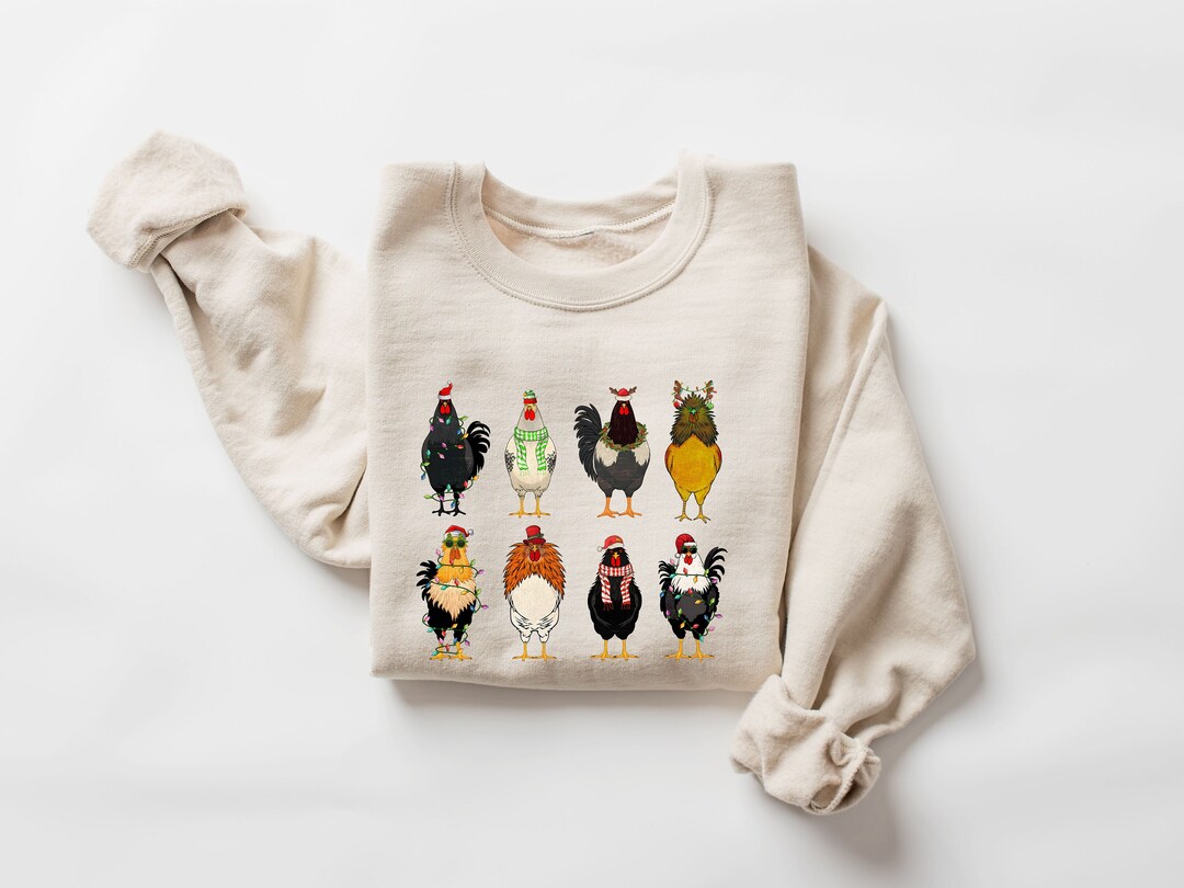 Cute Christmas Chickens Sweater,christmas Farm Animal Sweatshirt ...