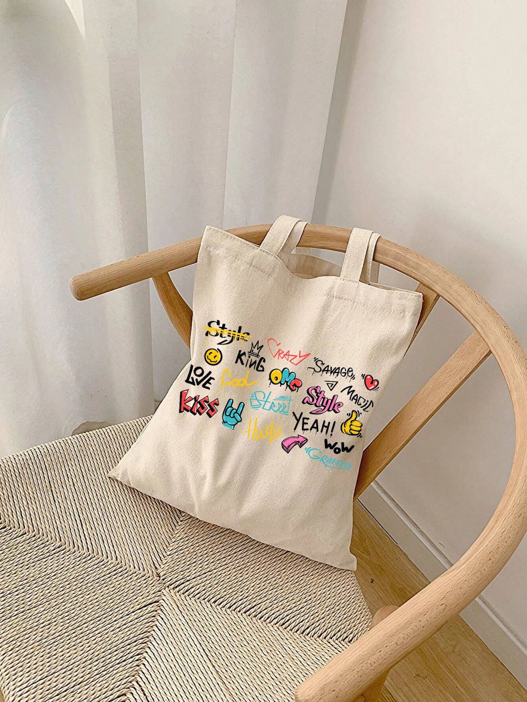 Graffiti Tote Bag,street Text Tote Bag,funny Tote Bag,shopping Bag ...