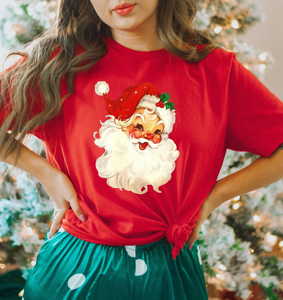 Retro Santa Shirt, Christmas Sweatshirt, Women Christmas Santa Shirts ...