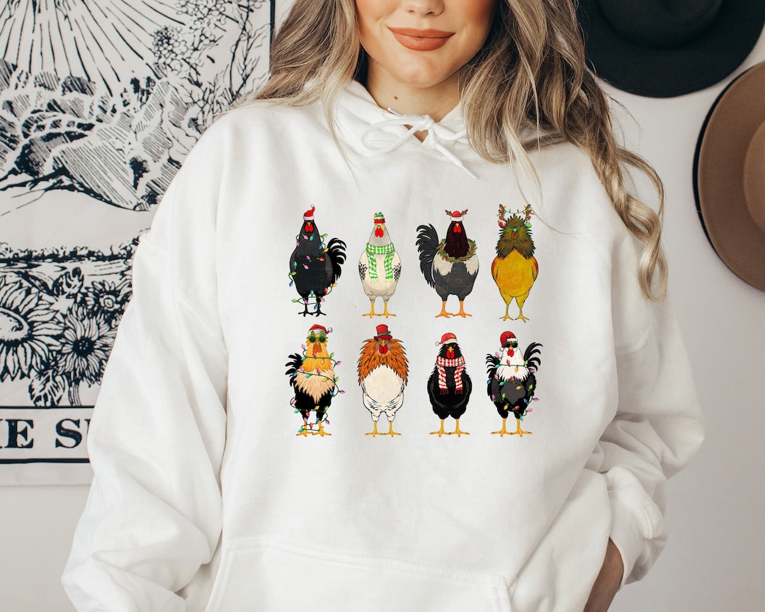 Cute Christmas Chickens Hoodıe,christmas Farm Animal Sweatshirt ...