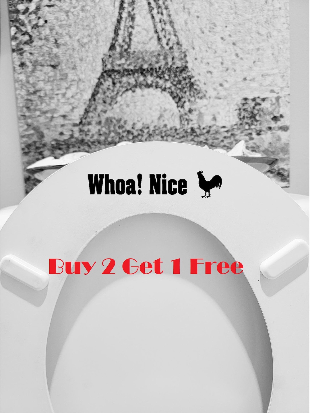 FUNNY DECAL - Whoa! Nice Rooster - 5" Vinyl Sticker Decal for Toilet ...