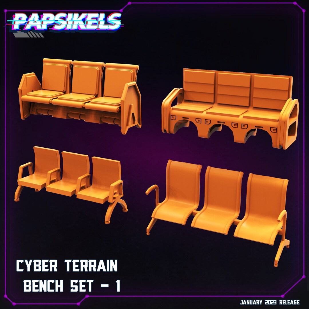 Cyber Terrain Bench Set in 8K 4 Benches by Papsikels - Etsy