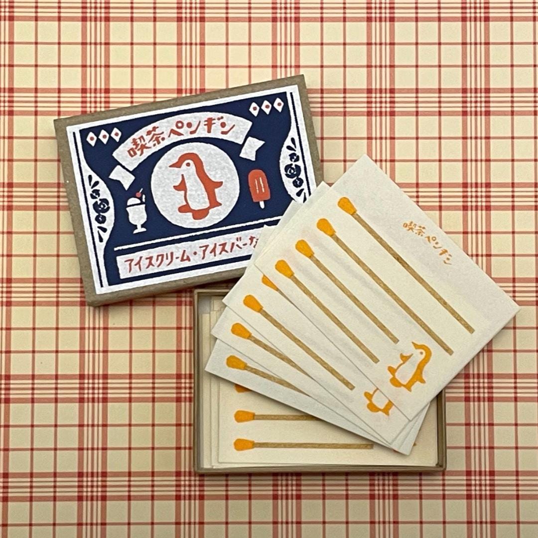 Retro Matchbox Themed Memo Notes Cafe Penguin by Furukawashiko - Etsy