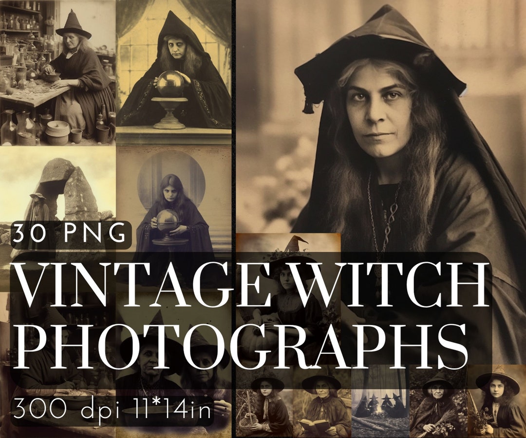 Vintage Witch Photographs Digital Collage Antique Halloween - Etsy