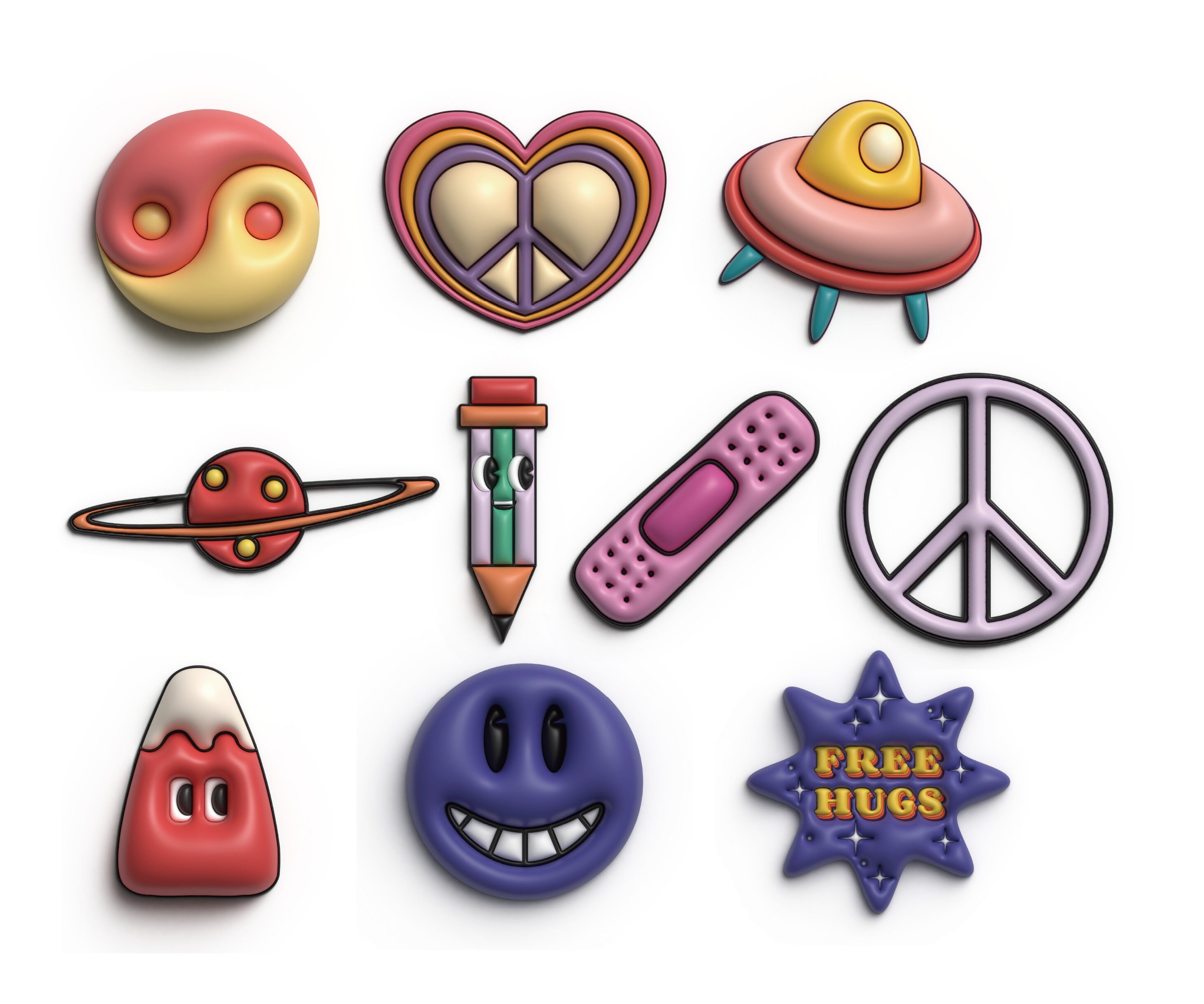 3D Digital Notebook Stickers Png, 45 Colorful and Cute Goodnotes ...