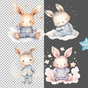 Watercolor Baby Animals in Pajamas Clipart, Chubby Cute Animal Png ...