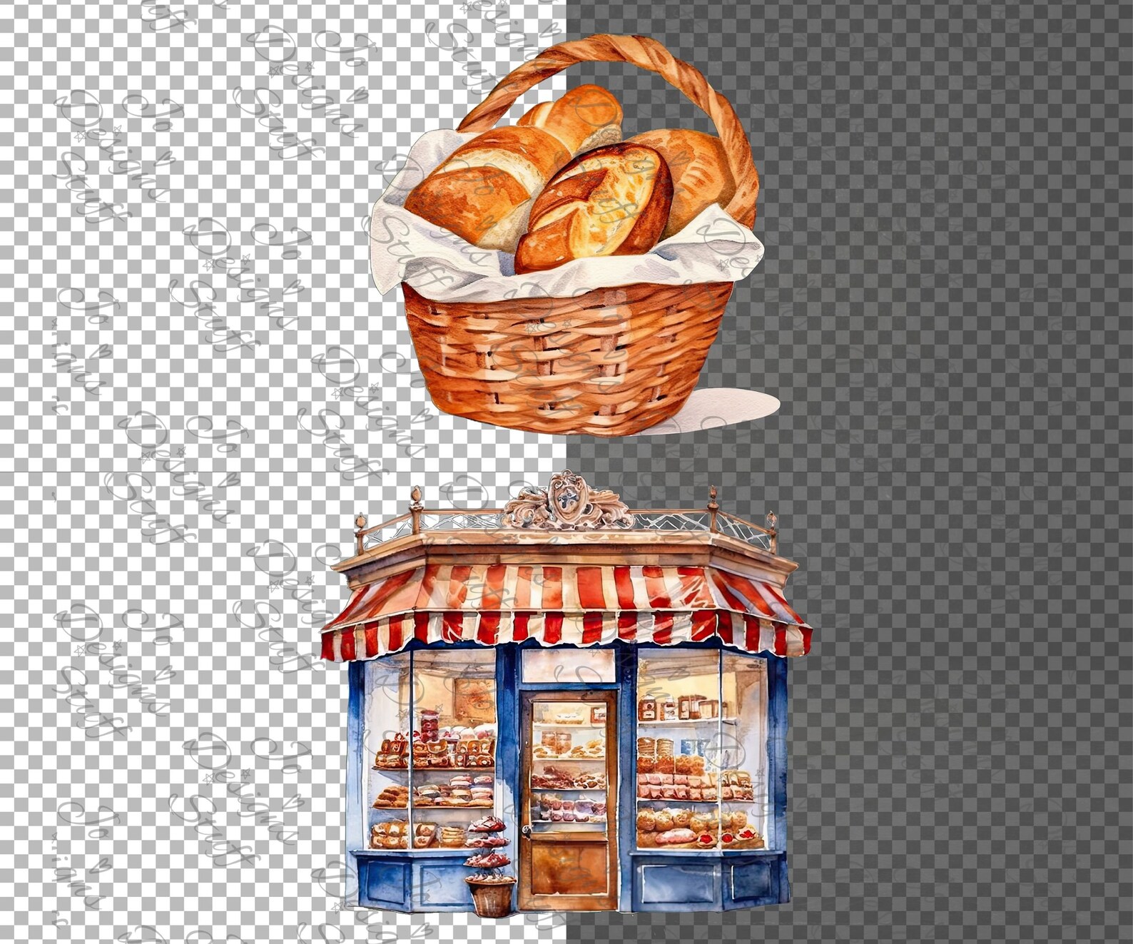 Bakery Food Clipart Collection Vintage Watercolor Pastry, Bread ...