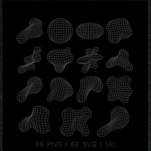 3D Geometry Wireframe Shapes SVG Retro Futuristic Design Abstract ...