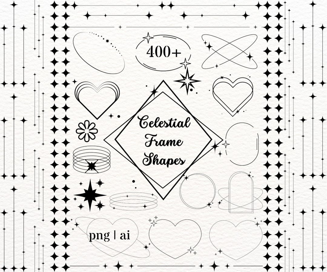 Minimalist Celestial Frame PNG AI Clipart Bundle for Logo Design ...