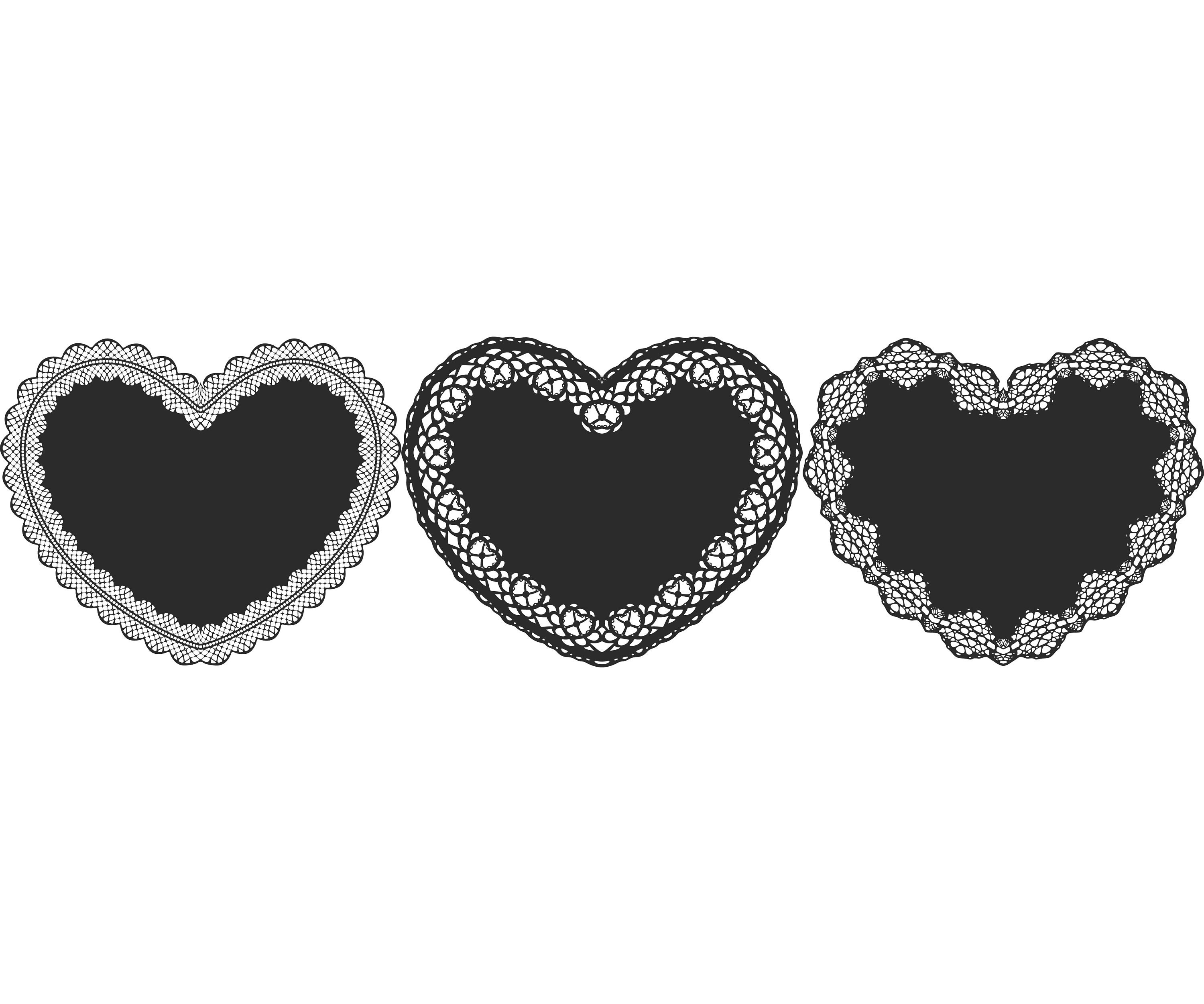 Floral Lace Heart Doily Svg-vol.4, Vintage Antique Decorative Heart ...