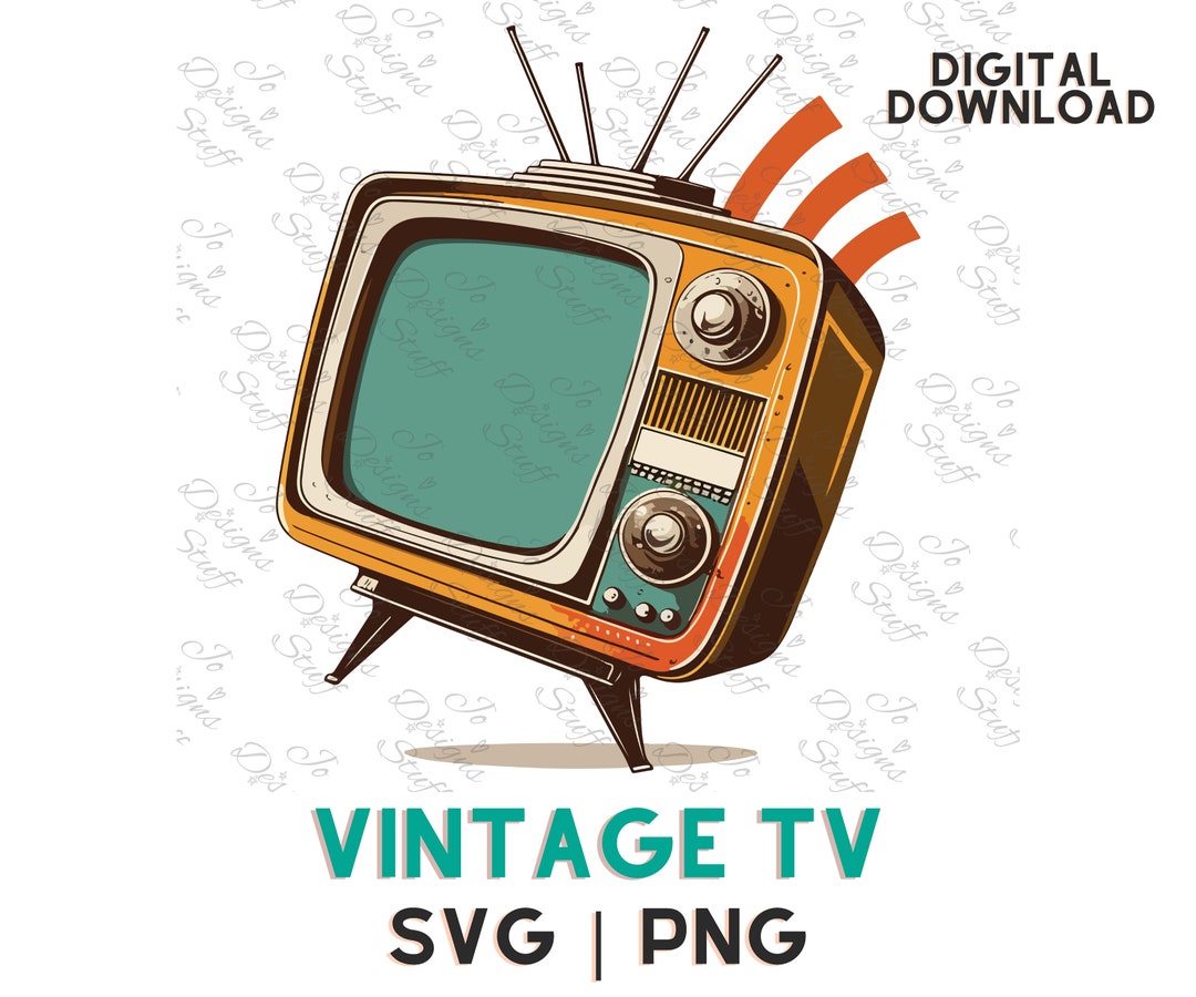 Vintage TV SVG - Old Cartoon Television, Retro Colors, Transparent ...