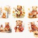 Autumn Bear Clipart, Kawaii Cartoon Cuddly Bear With Fall Leaves, Cute ...