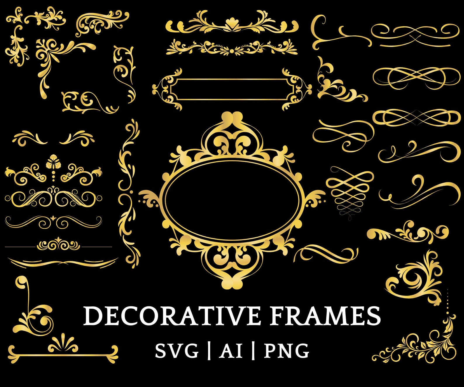 Frames SVG, Swirl Frames SVG, Frames Cut Files, Frames Silhouette ...