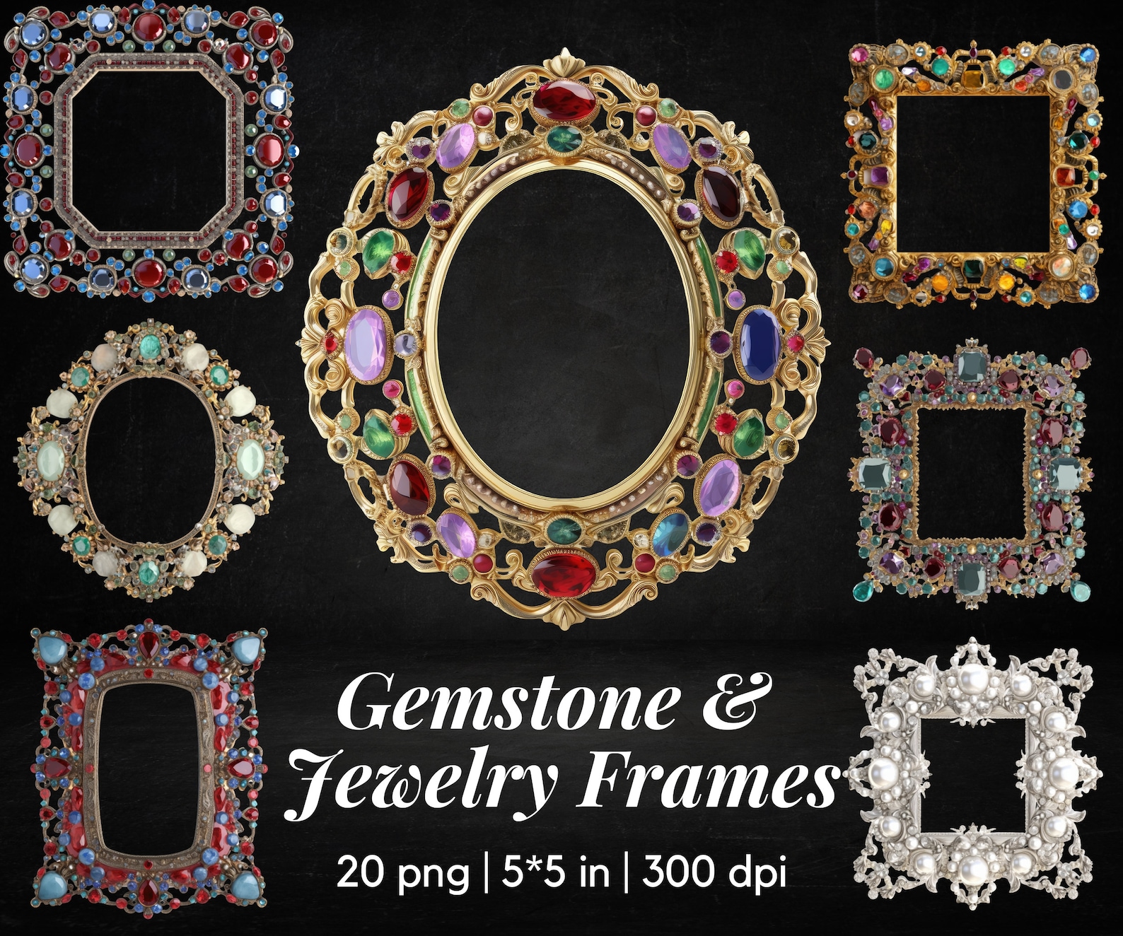 Gemstone & Jewelry Frames - Printable Elegant Frames, Junk Journal ...