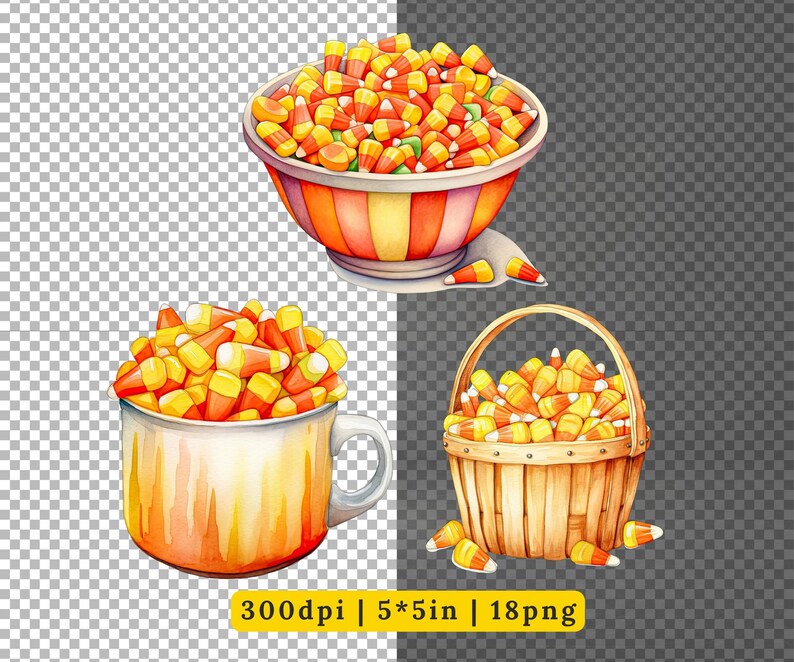 Candy Corn Clipart PNG Cute Cat Halloween Sweets Digital Download, Fall ...