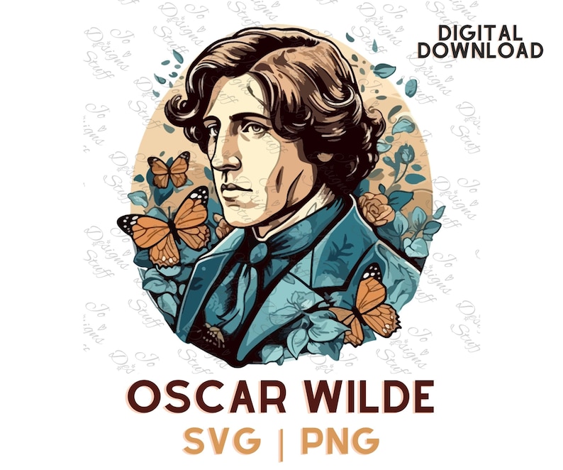 Oscar Wilde Svg Png, Cartoon Portrait Clipart Vector, Cut Out Files Png ...