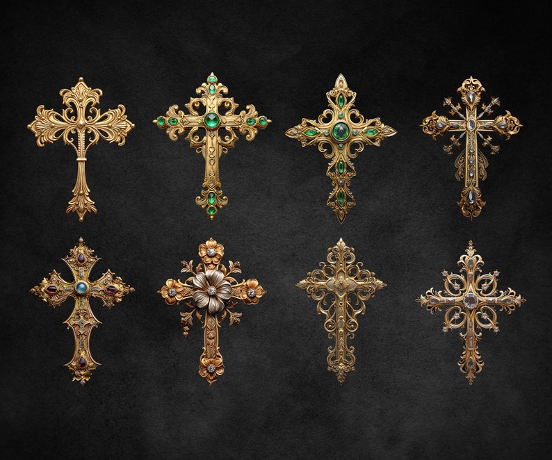 Metal Cross Clipart,vintage Victorian Engraved Gold Cross Pendant With ...