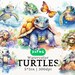 Chubby Turtles Watercolor Clipart Cute Kawaii Cartoon Turtles, Baby ...