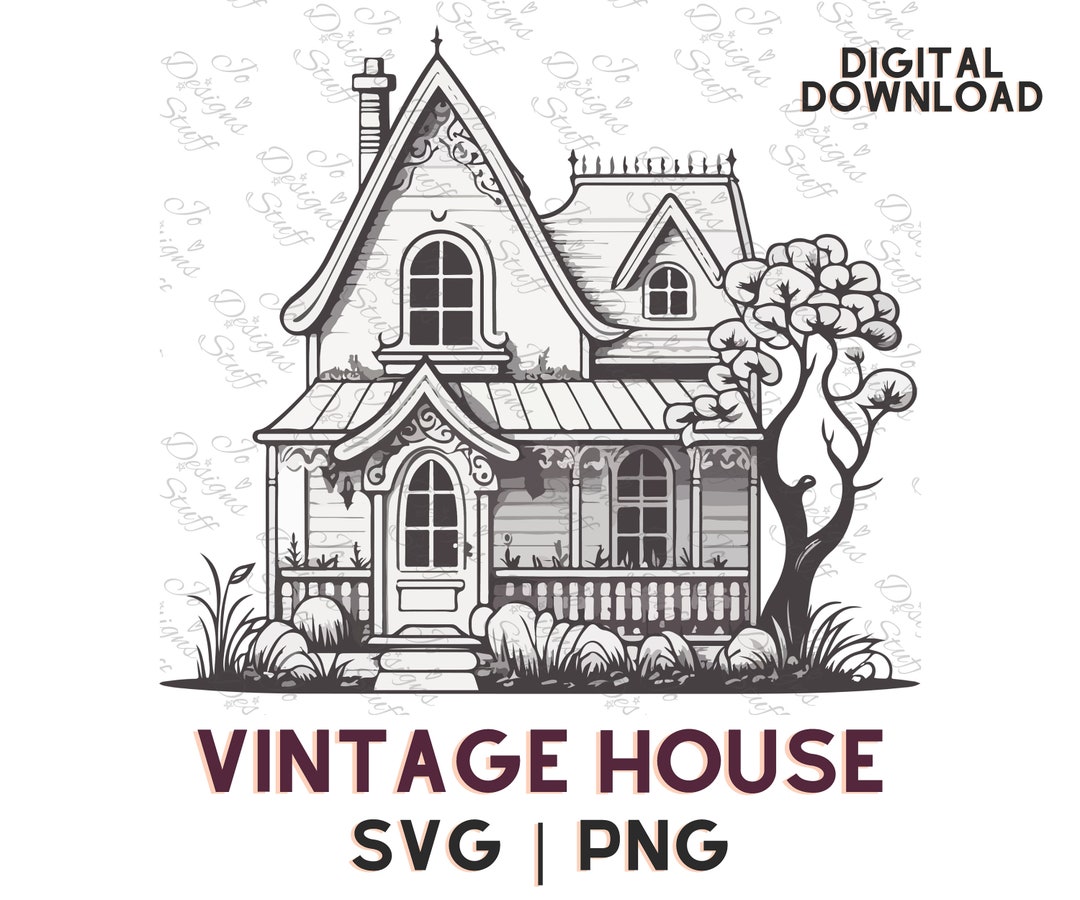 Cartoon House Clipart SVG - Black and White Hand-drawn Style ...
