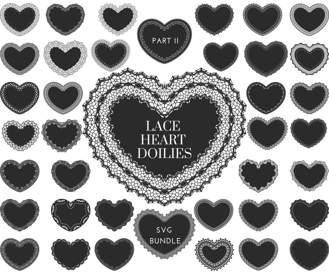 Floral Lace Heart Doily Svg-vol.2, Vintage Antique Decorative Heart ...