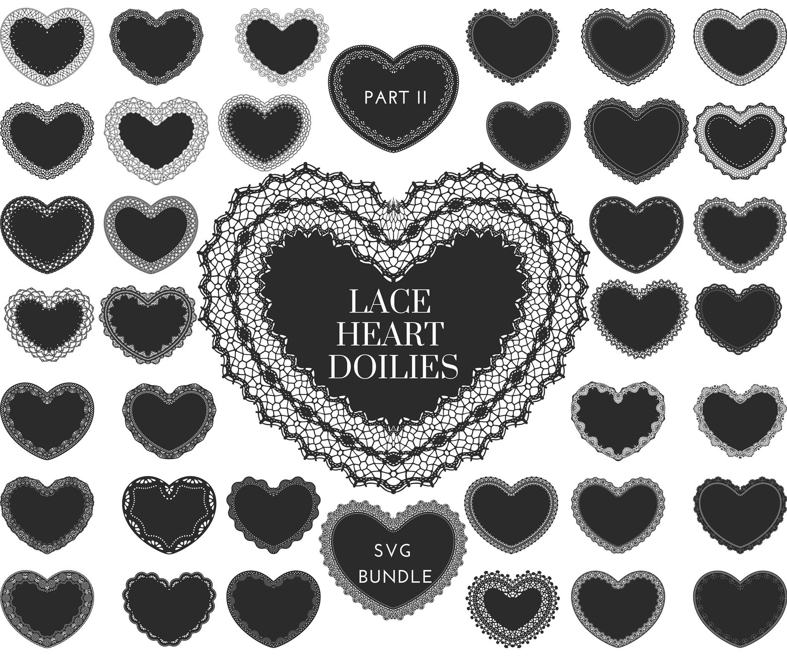 Floral Lace Heart Doily Svg-vol.2, Vintage Antique Decorative Heart ...
