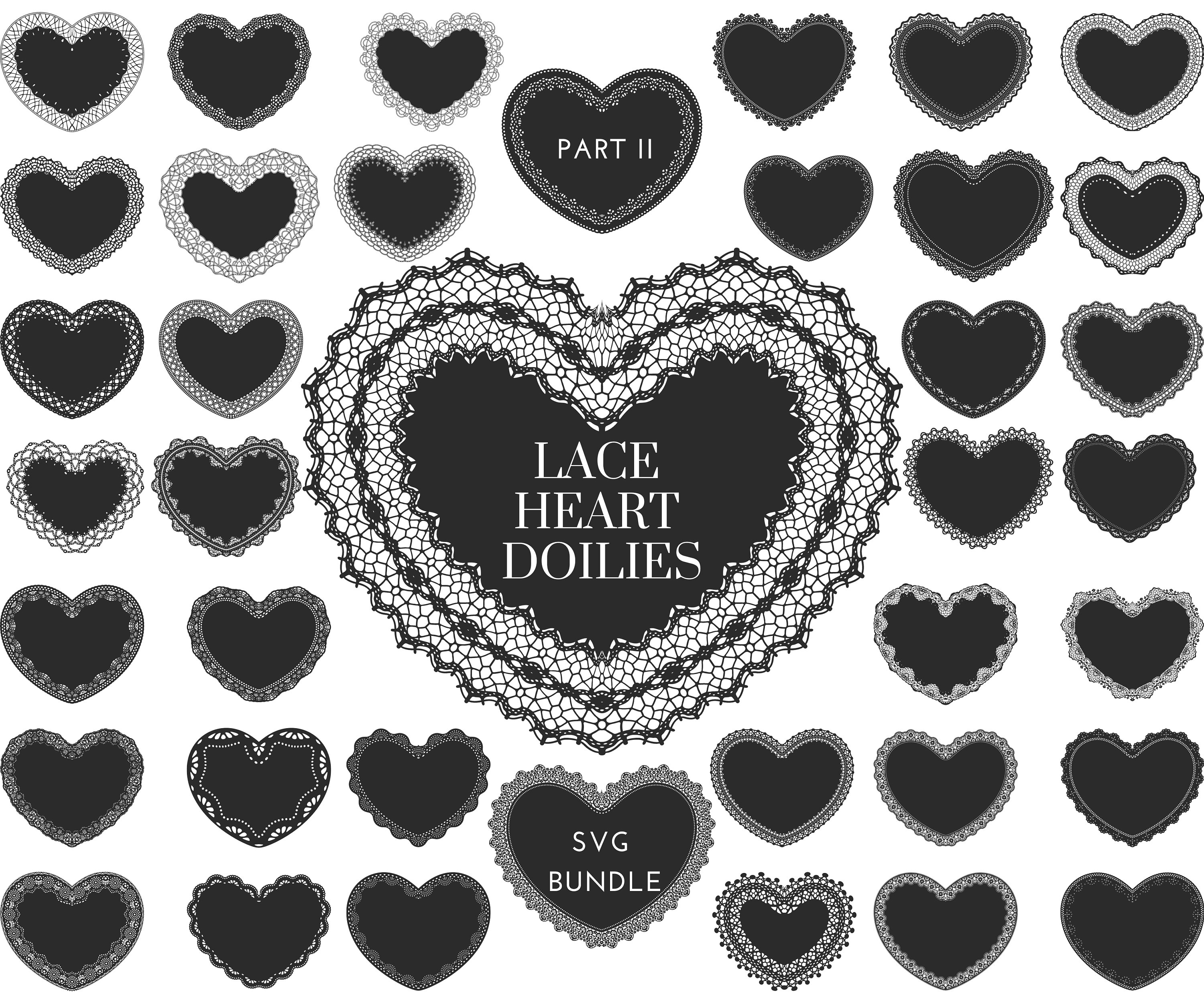 Floral Lace Heart Doily Svg-vol.2, Vintage Antique Decorative Heart ...