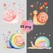 Cartoon Snails Watercolor Clipart Cute Kawaii Chubby Snails, Adorable ...