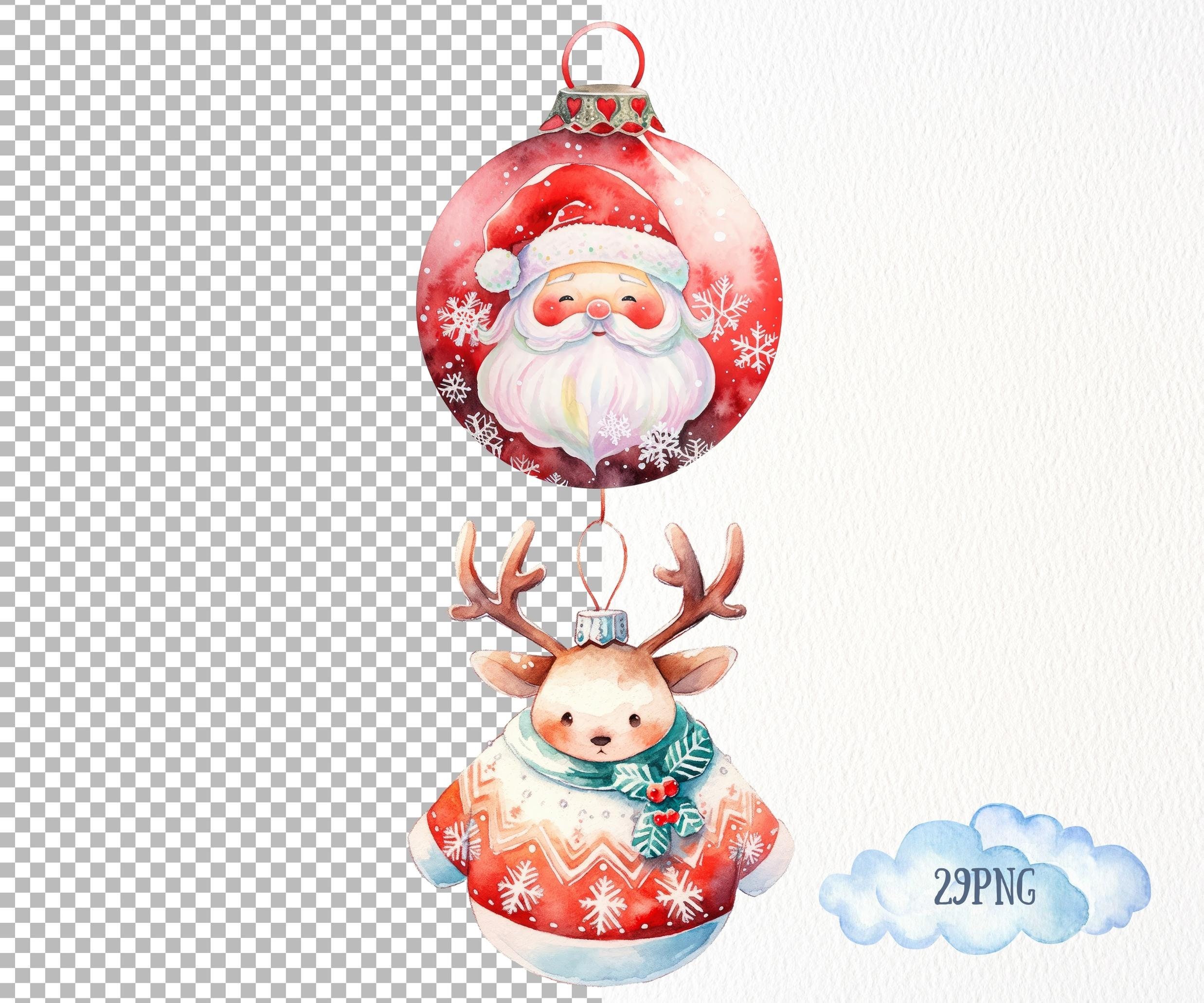 Christmas Ornament Watercolor Clipart 29 Pngs, Cute Christmas Tree ...
