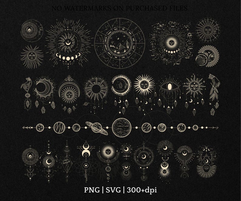 Mystic Occult Wiccan Symbols Clipart Bundle 420 Plus Designs SVG and ...