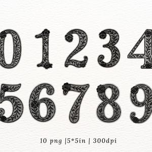 Black Lace Number PNG Digital Download 10 Gothic Lace Numbers Clipart ...