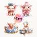 Chubby Piglets Watercolor Clipart Cute Kawaii Cartoon Piglets, Baby ...