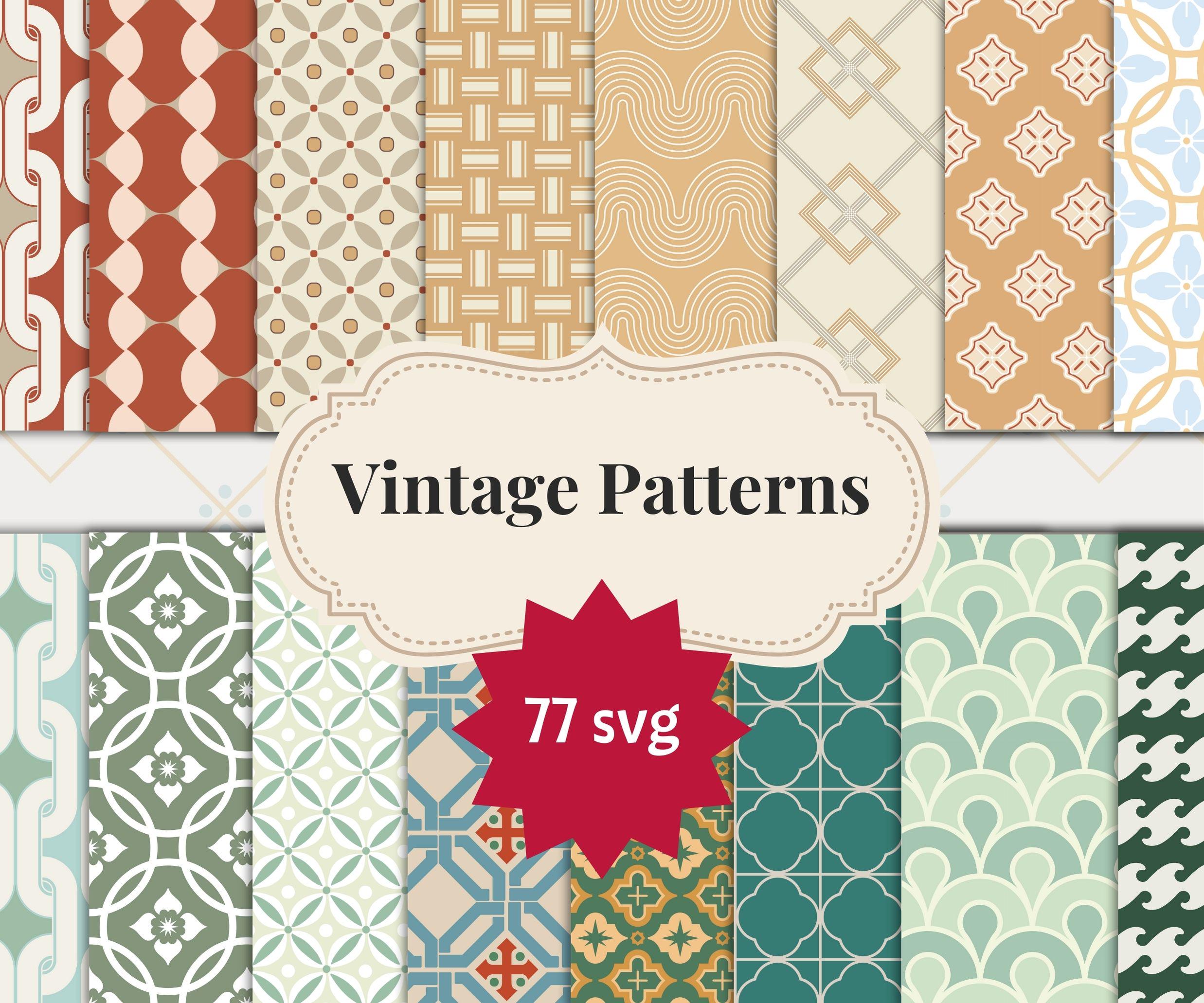Vintage Geometric Pattern SVG Bundle - 77 Retro Tile Designs for Cricut ...