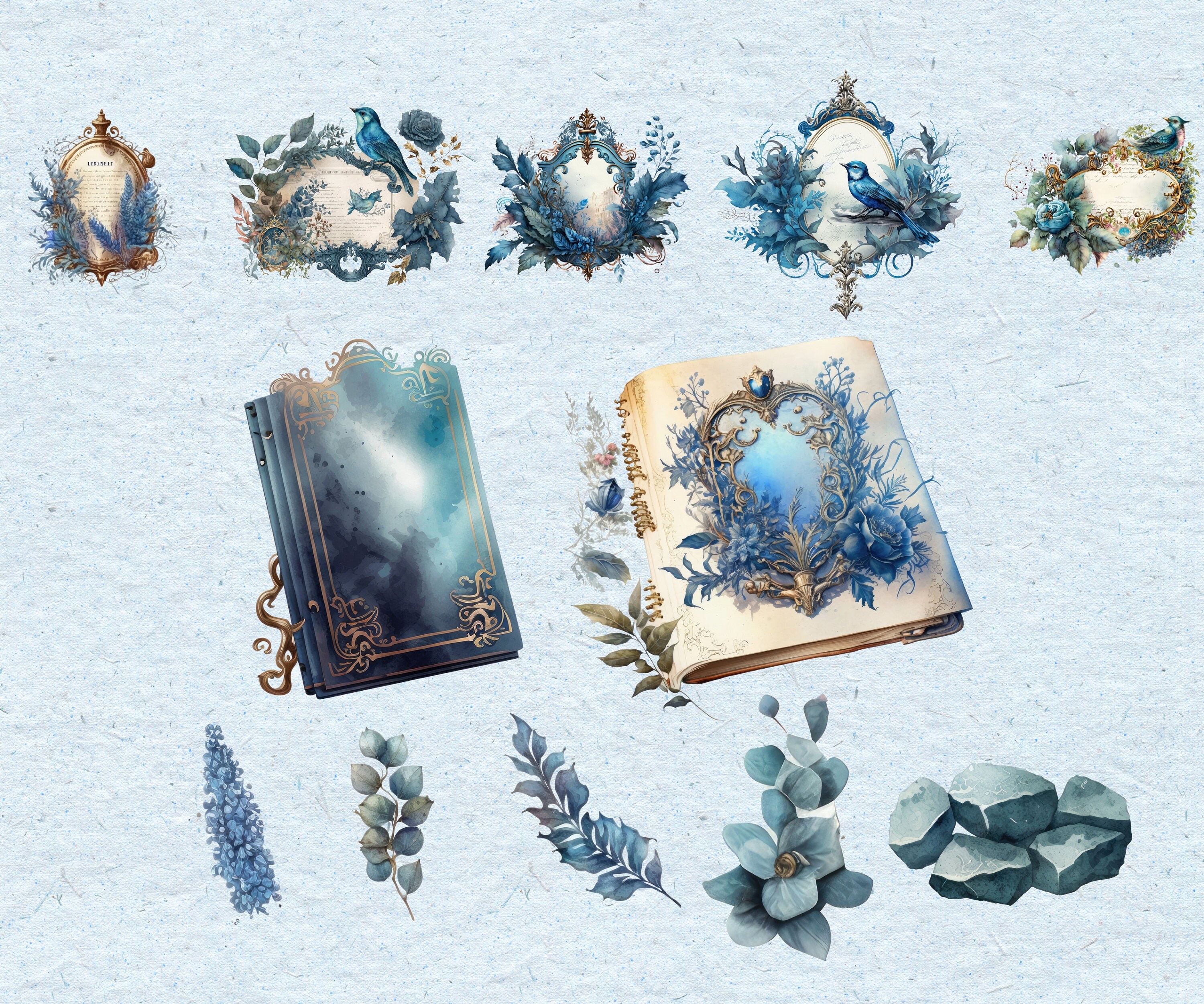 Digital Junk Journal Kit PNG vintage Watercolor - Etsy