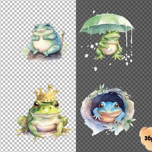 Whimsical Frog Clipart - Watercolor Baby Frogs PNG, Cute Amphibian ...