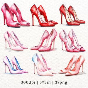 Watercolor High Heels Clipart, Colorful Womens Shoes, Bridal Shoes ...