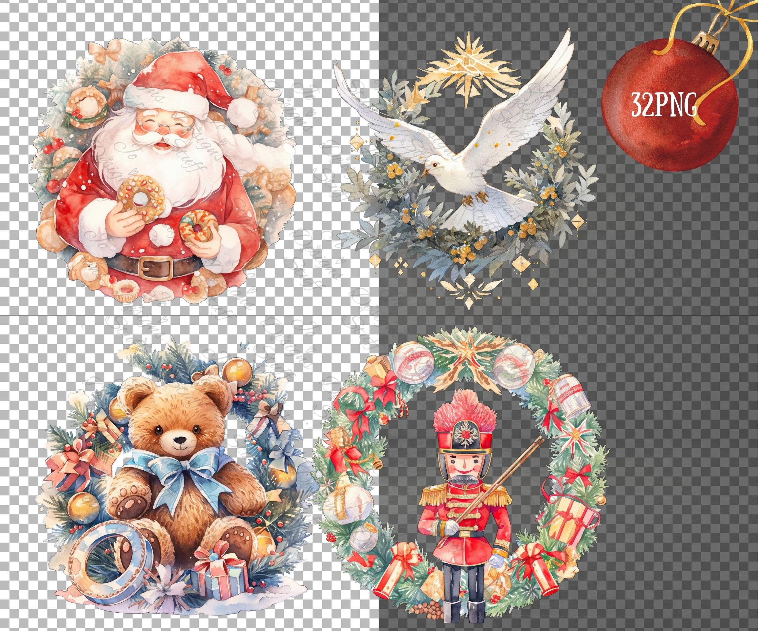 Animal Christmas Wreath Clipart Cute Zoo Baby Animal Themed - Etsy