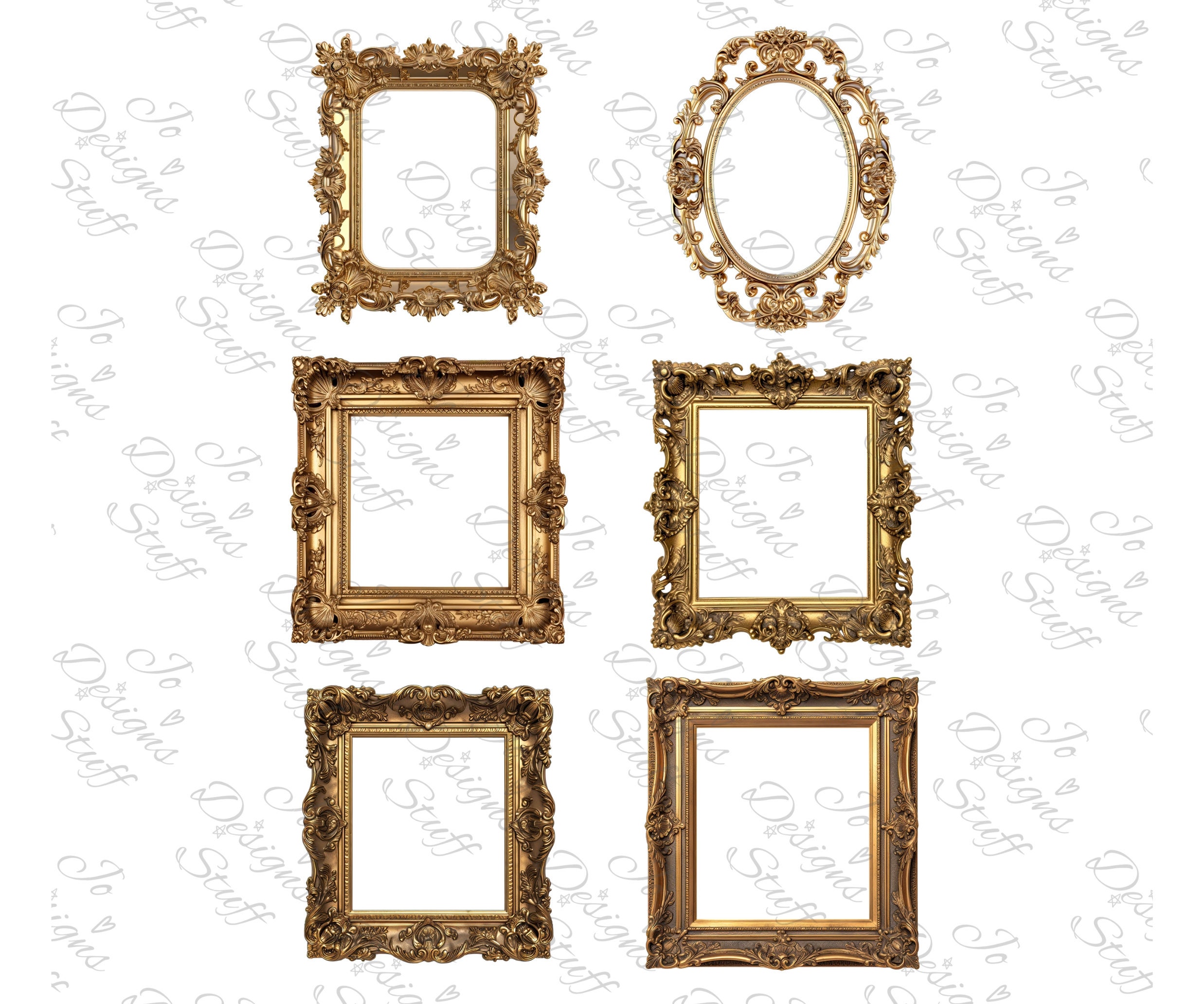 Antique Gold Frames - Fussy Cuts, Junk Journal, Scrapbook, Collage ...