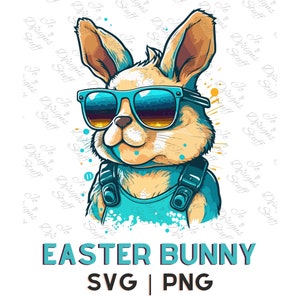 Bunny Svg, Funny Cartoon Bunny With Sunglasses Clipart, Cute Easter ...