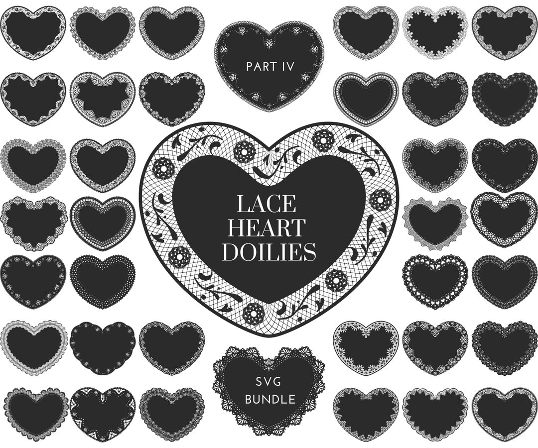 Floral Lace Heart Doily Svg-vol.4, Vintage Antique Decorative Heart ...