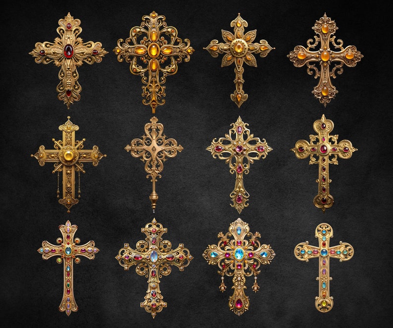 Metal Cross Clipart,vintage Victorian Engraved Gold Cross Pendant With ...