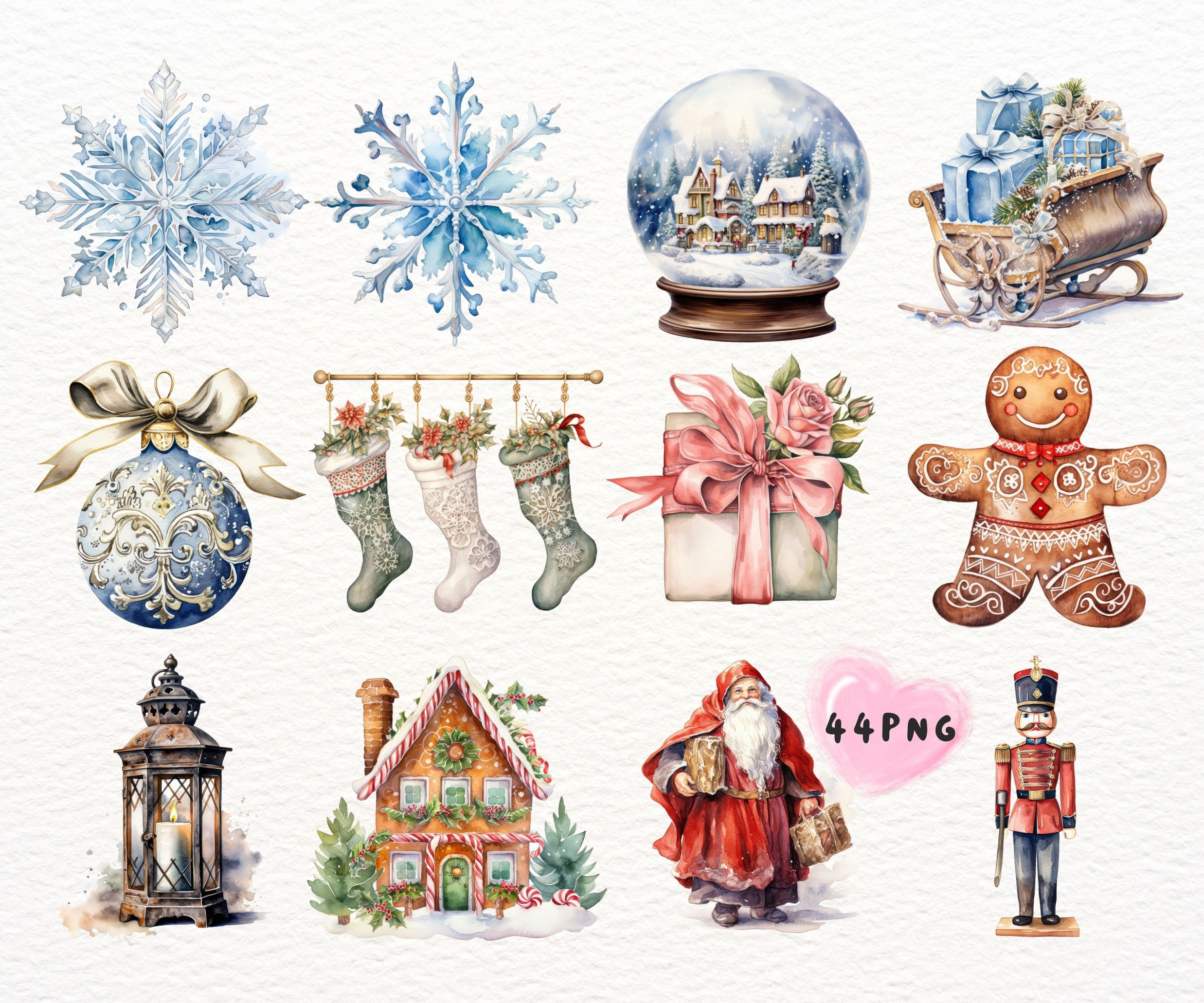 Watercolor Christmas Clipart Collection, Christmas Clip Art Bundle ...