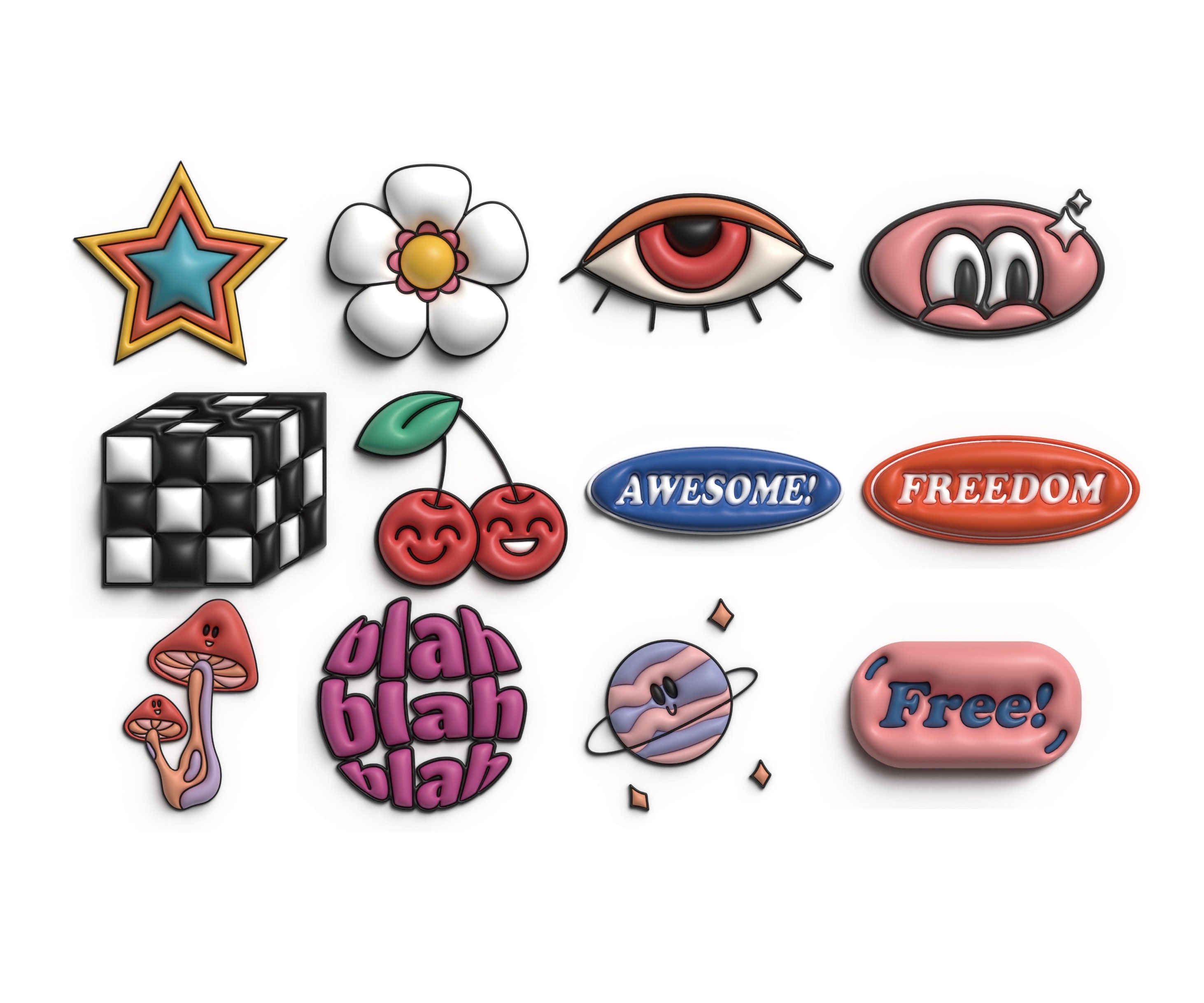3D Digital Notebook Stickers Png, 45 Colorful and Cute Goodnotes ...