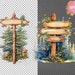 Watercolor Wooden Sign Clipart, Vintage Forest Magical Road Signs With ...