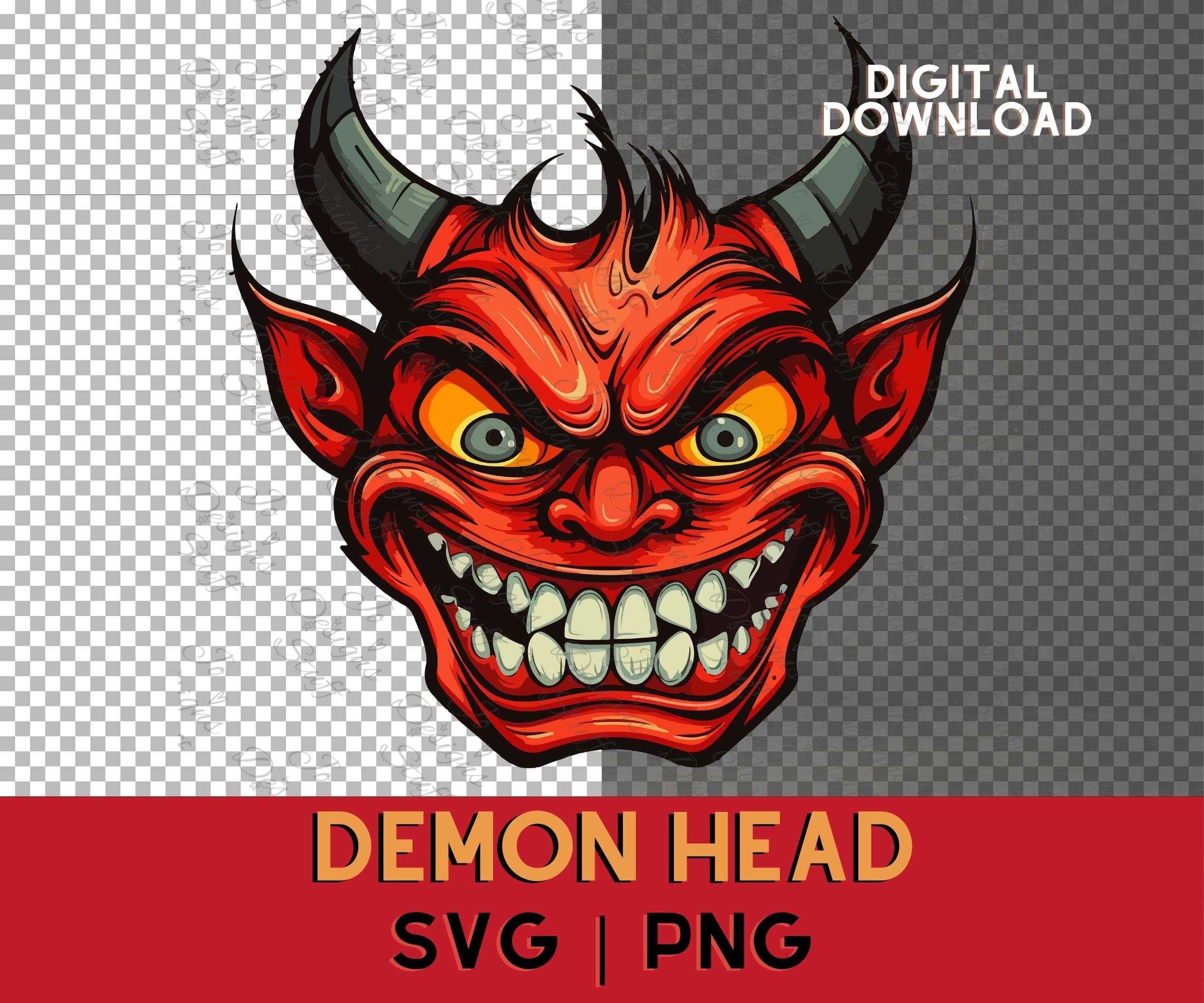 Demon Svg,devil Head Svg,red Ghost Face Svg With Horns Creepy Portrait ...