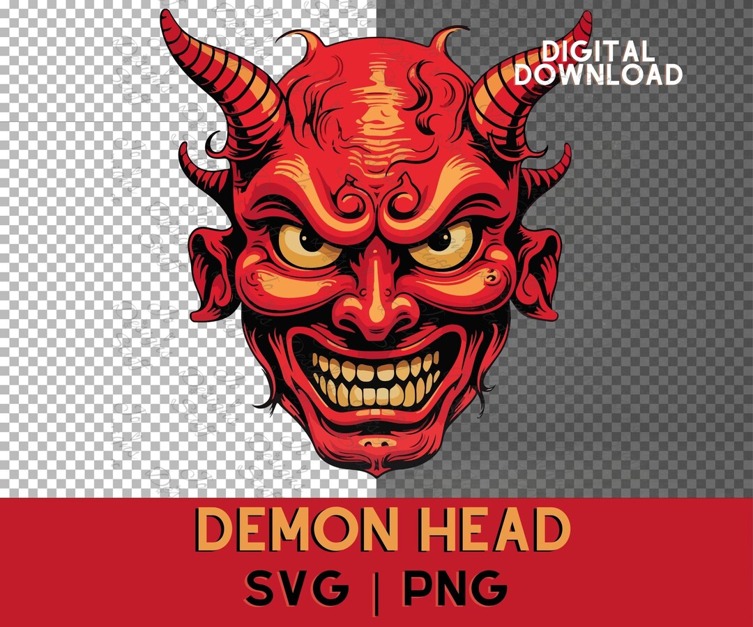 Demon Svg, Devil Head Svg,red Ghost Face Svg With Horns Creepy Portrait ...