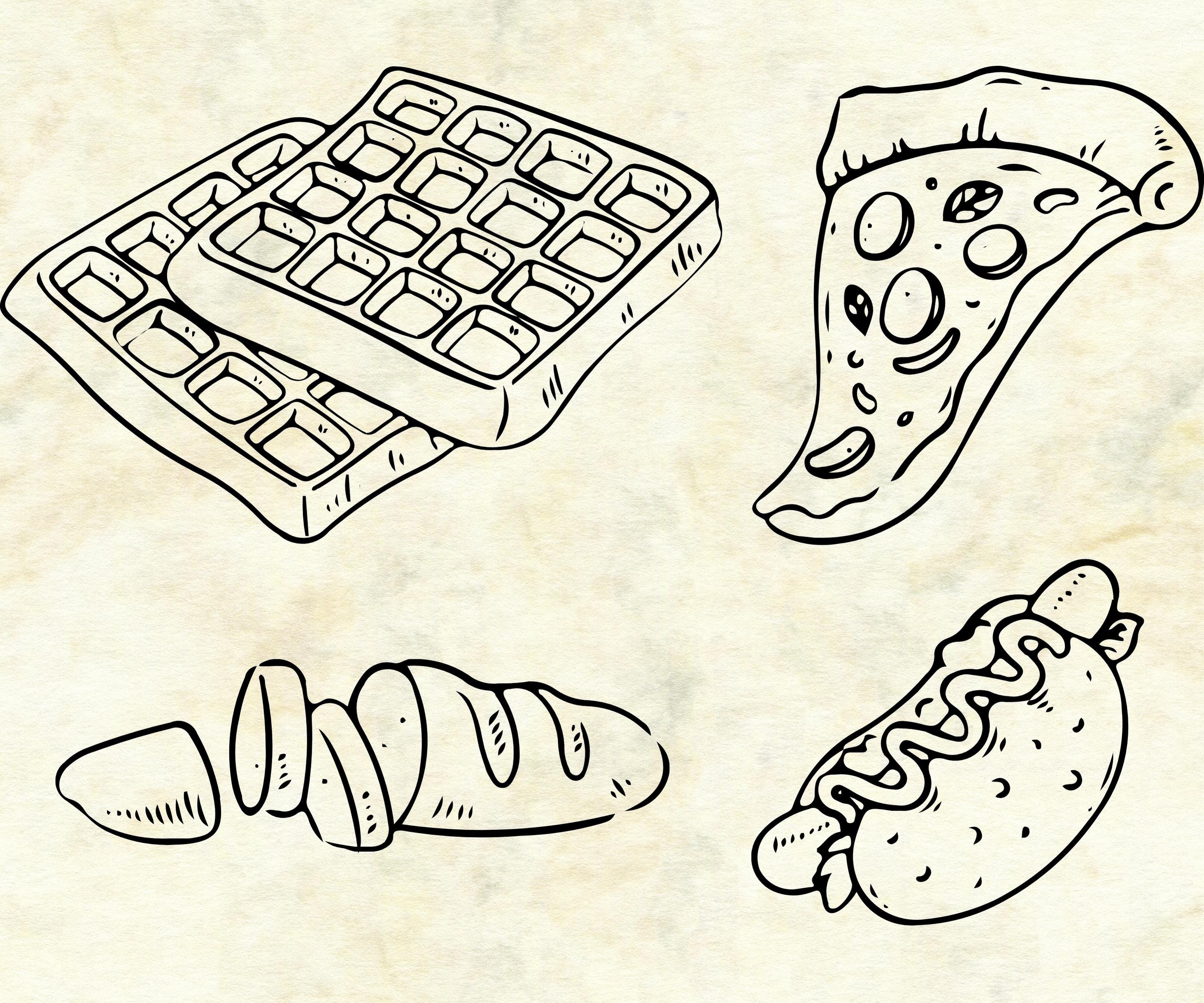 Food and Drinks SVG Vectors, Hand Drawn Food Svg Cut Files for Cricut ...