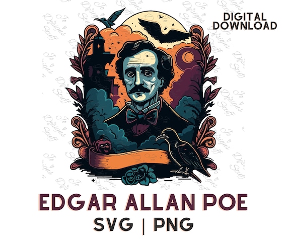Edgar Allan Poe Logo Edgar Allan Poe And Lady Raven Digital Art By